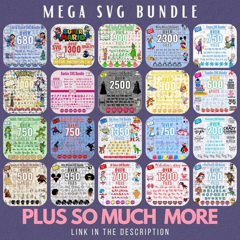 MEGA SVG Bundle Cricut Cut Files PNG Bundle Sublimation T Shirt Designs ...