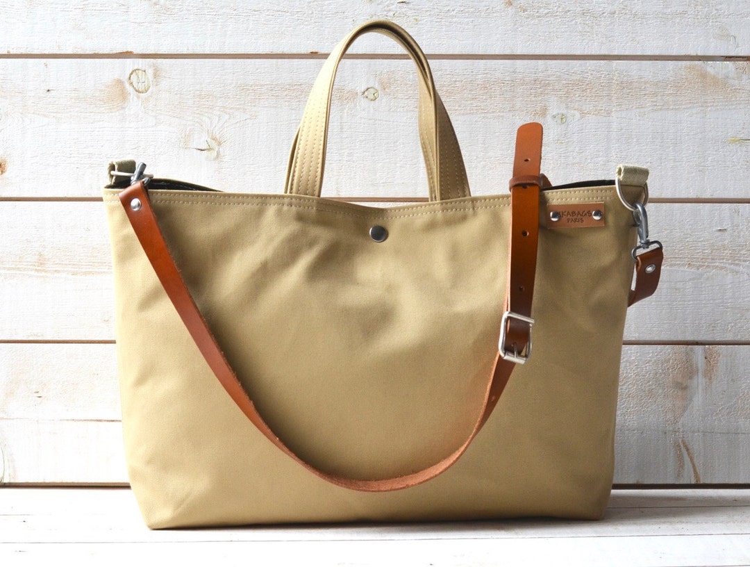 Canvas Tote Bag With Adjustable Leather Strap IKABAGS - Last One - Etsy