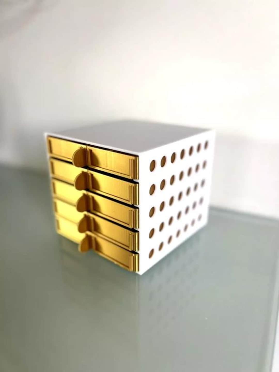 White and Gold PLA Desk Organizer - Modern Design With Multiple ...