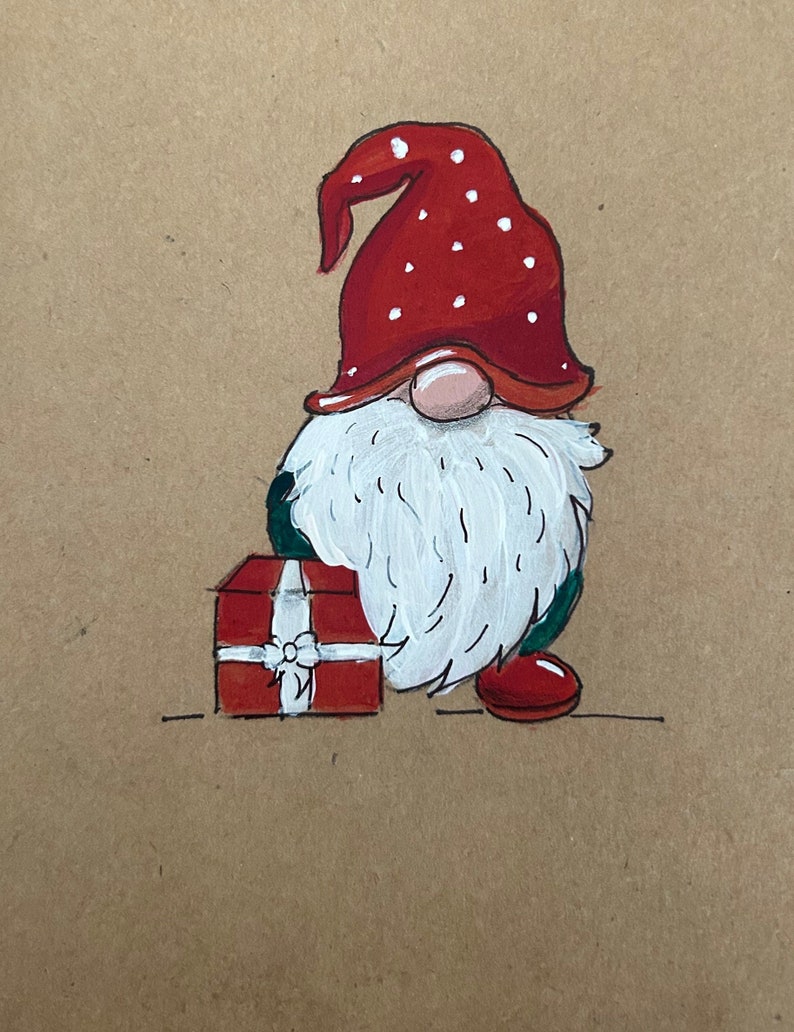 Drawn and Painted by Hand, Art, Handmade ,acrylic , Christmas Card ...