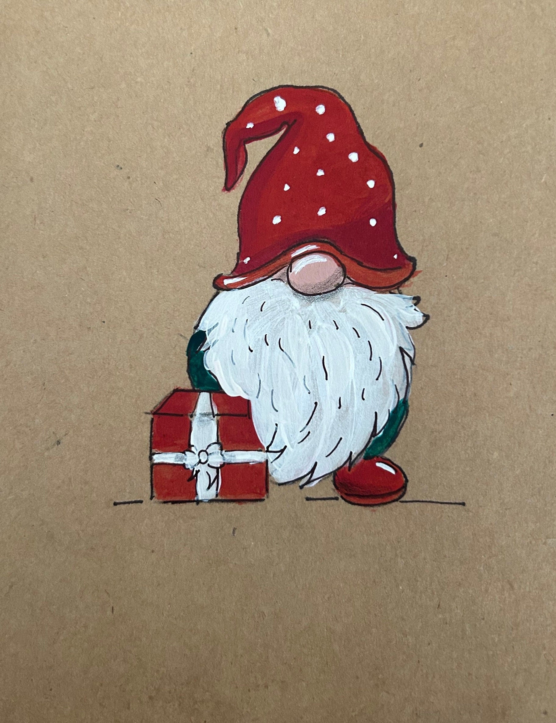 Drawn and Painted by Hand, Art, Handmade ,acrylic , Christmas Card ...