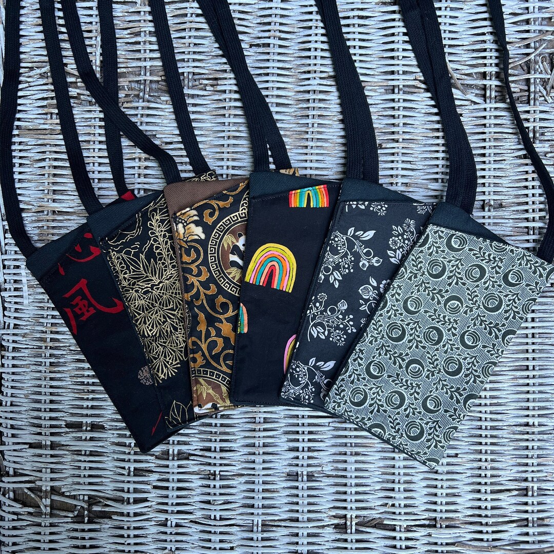 NEW! Patterns on Black Hanging Fabric Lanyard Pouch for Sunglasses or ...