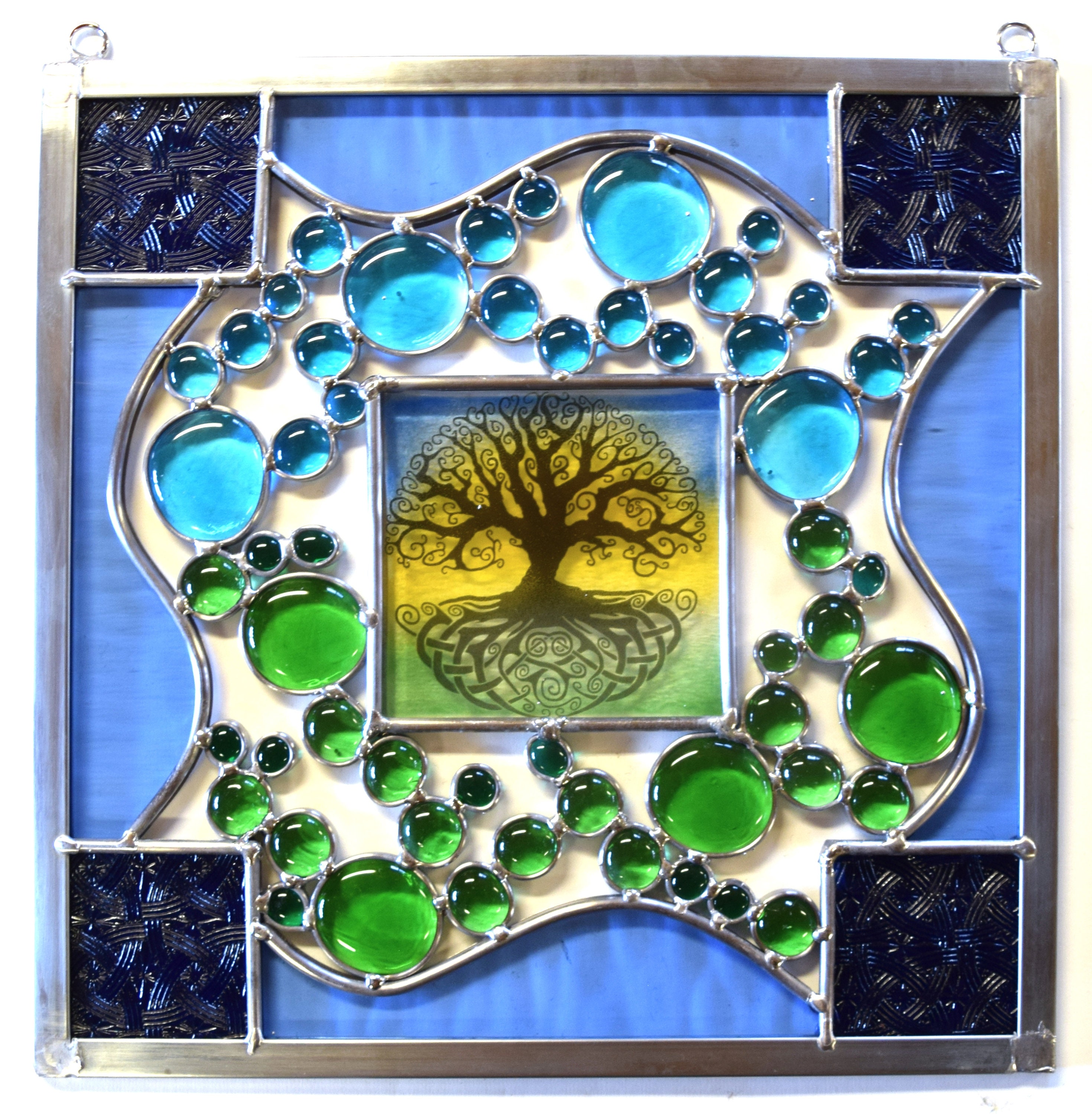 A Stained Glass Panel With a Fused Glass Tree of Life in the Middle ...