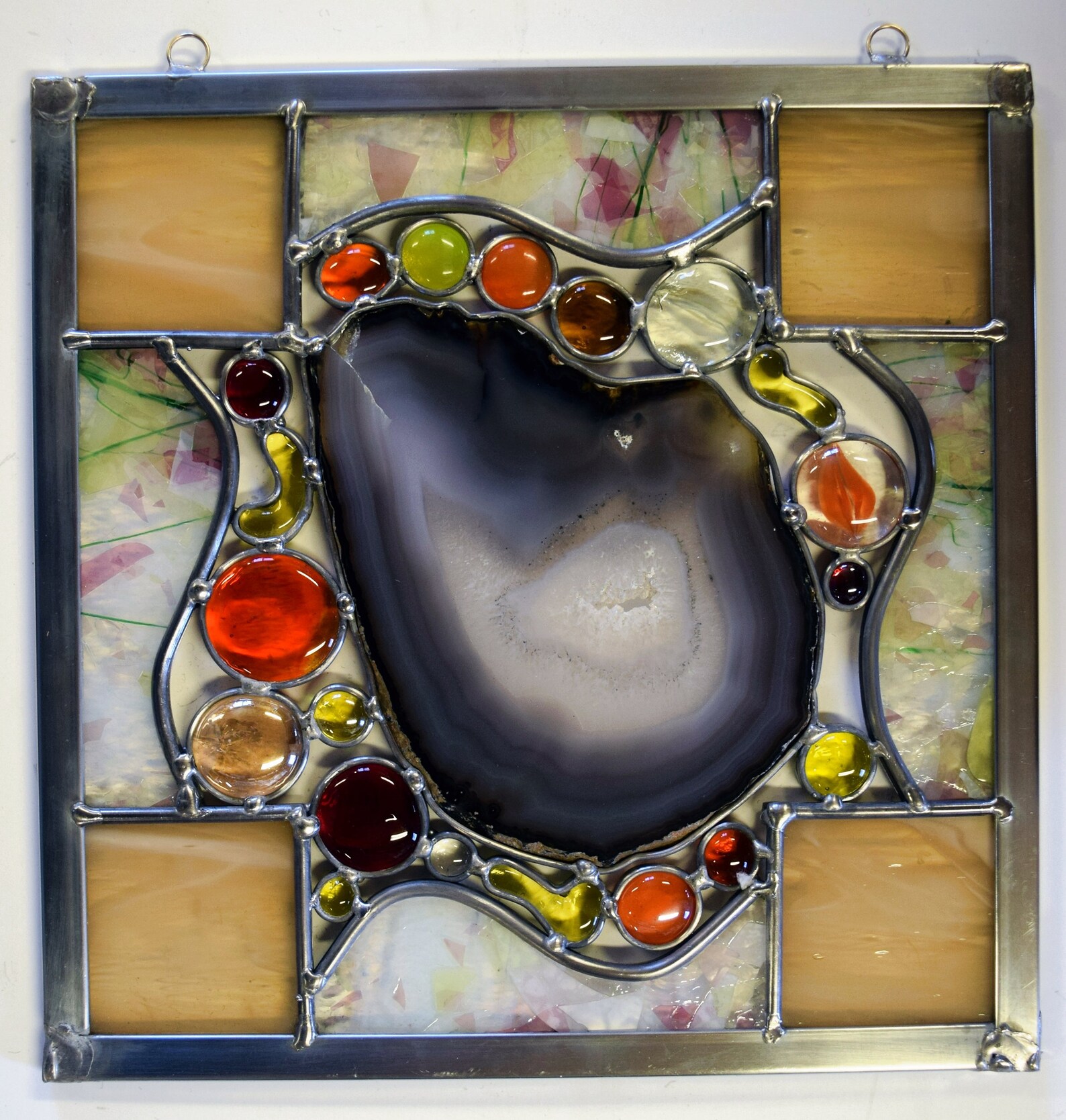 A Stained Glass Panel With a Beautiful Brazilian Agate Slice in the ...