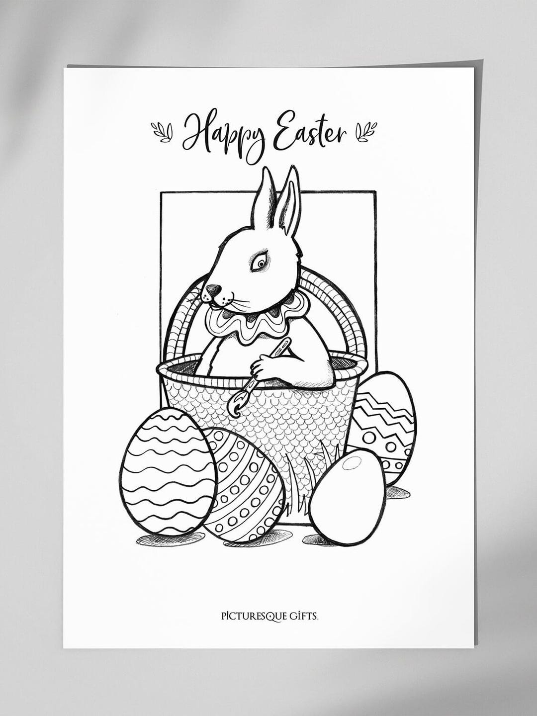 Easter Bunny Coloring Page | Kids Printable Activity (PDF Download) - Etsy