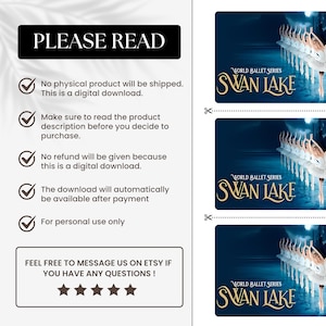 Printable Swan Lake Ballet, Broadway Surprise Ticket, Swan Lake Ballet ...
