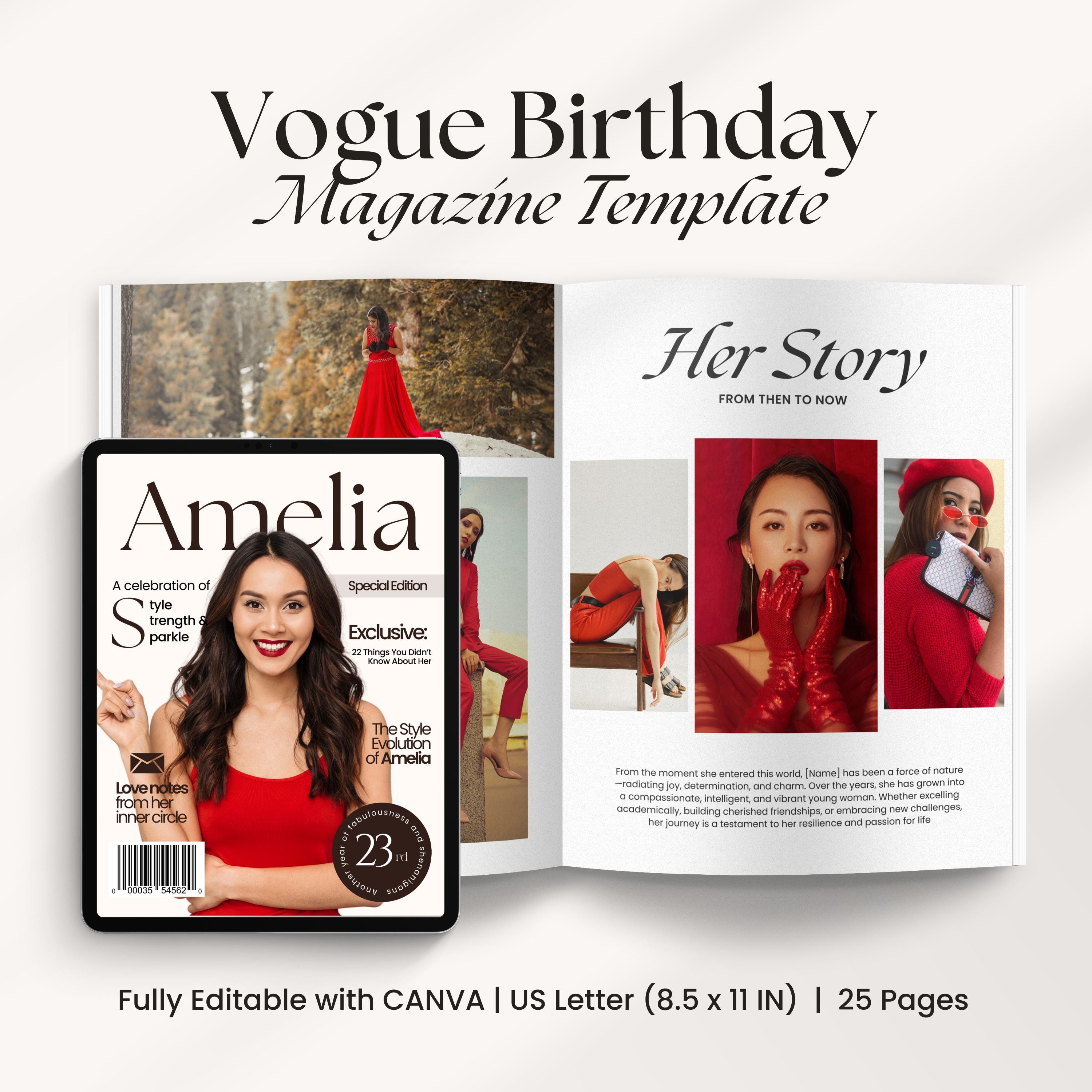 Birthday Magazine, Magazine Templates Bestie Edition, 25 Pages ...
