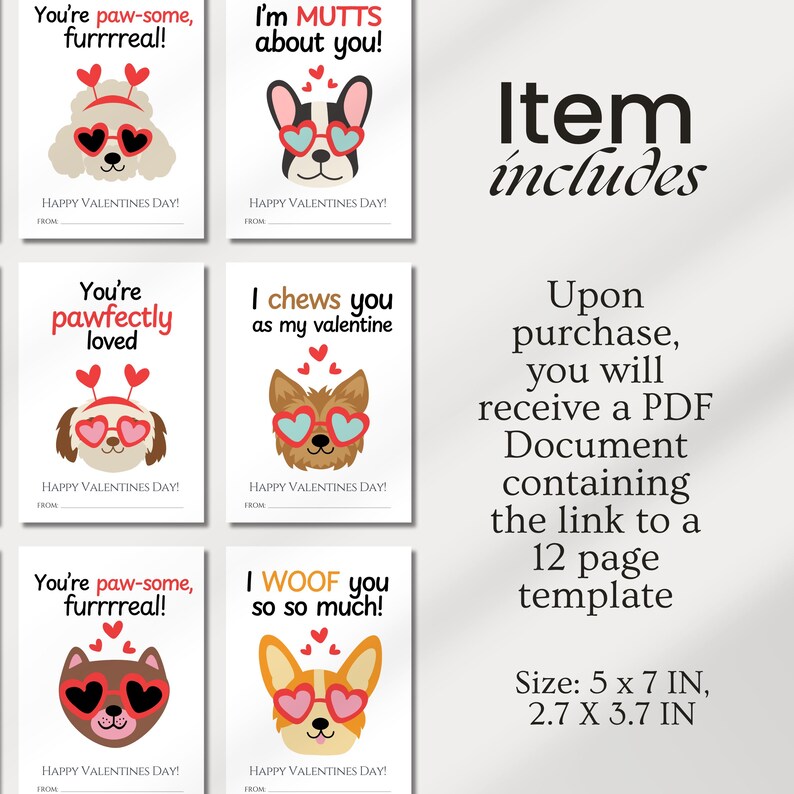 Printable Dog Valentine's Day Cards, Classroom Valentine's Day Cards ...