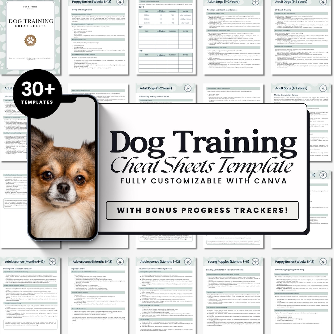 Dog Training Cheat Sheets, Puppy Socialisation, Puppy Training Guide ...