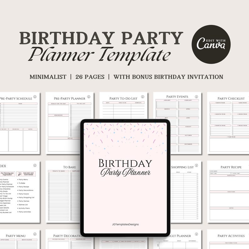 Birthday Plan Template Printable, Birthday Planner, Event Planning ...