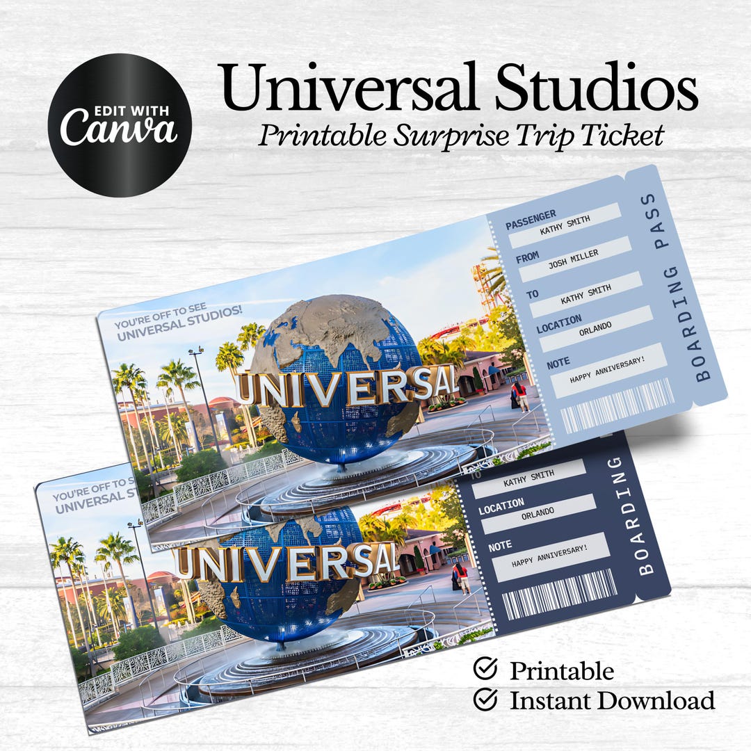 Surprise Universal Trip Ticket | Universal Gift Ticket | Boarding Pass ...