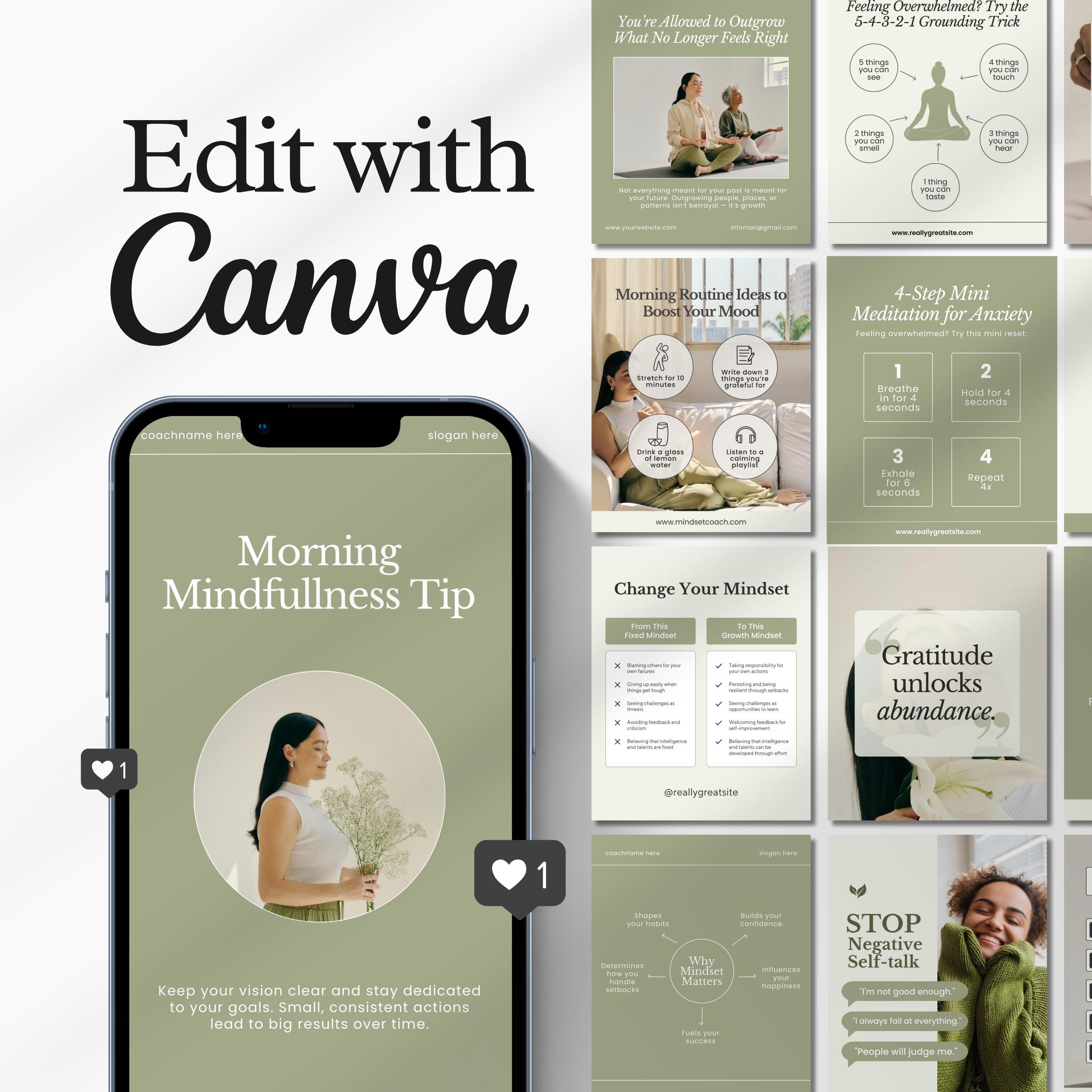 Mindset Coach Instagram Templates | Life Coach Templates | Mindset ...
