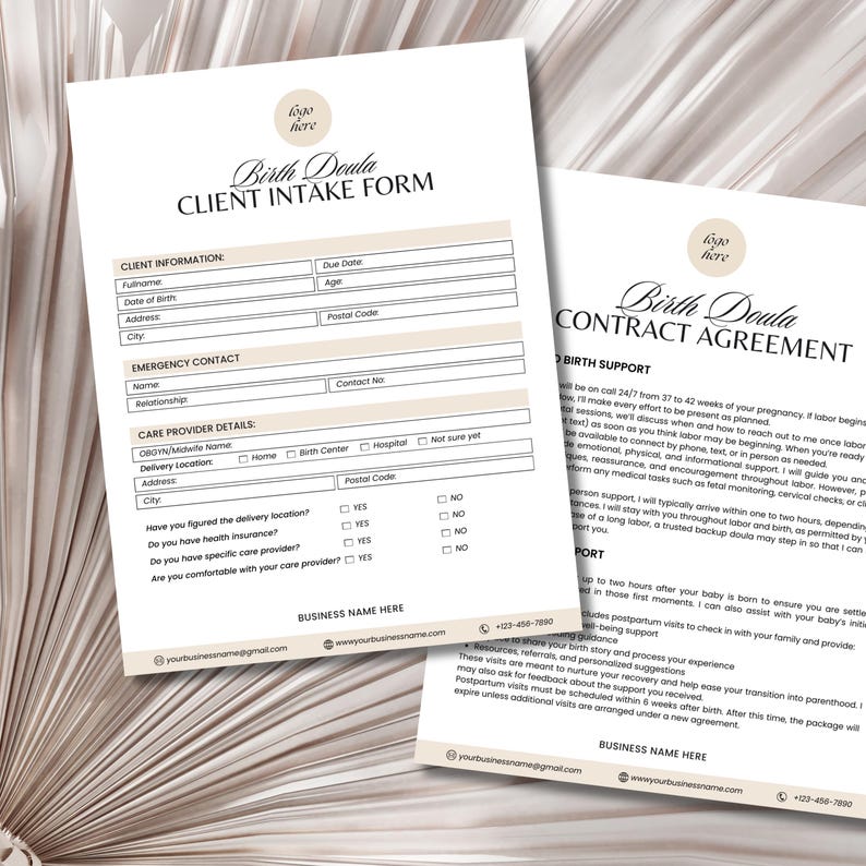 Birth Doula Intake Forms Bundle for New Client, New Client Intake Forms ...
