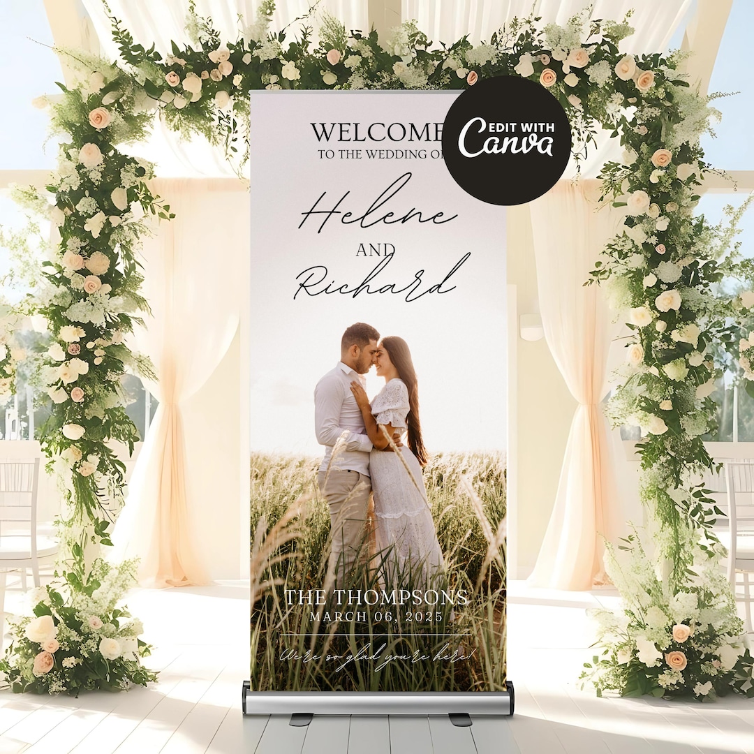 Wedding Retractable Banner, Welcome Romantic Style, Roll up Banner ...