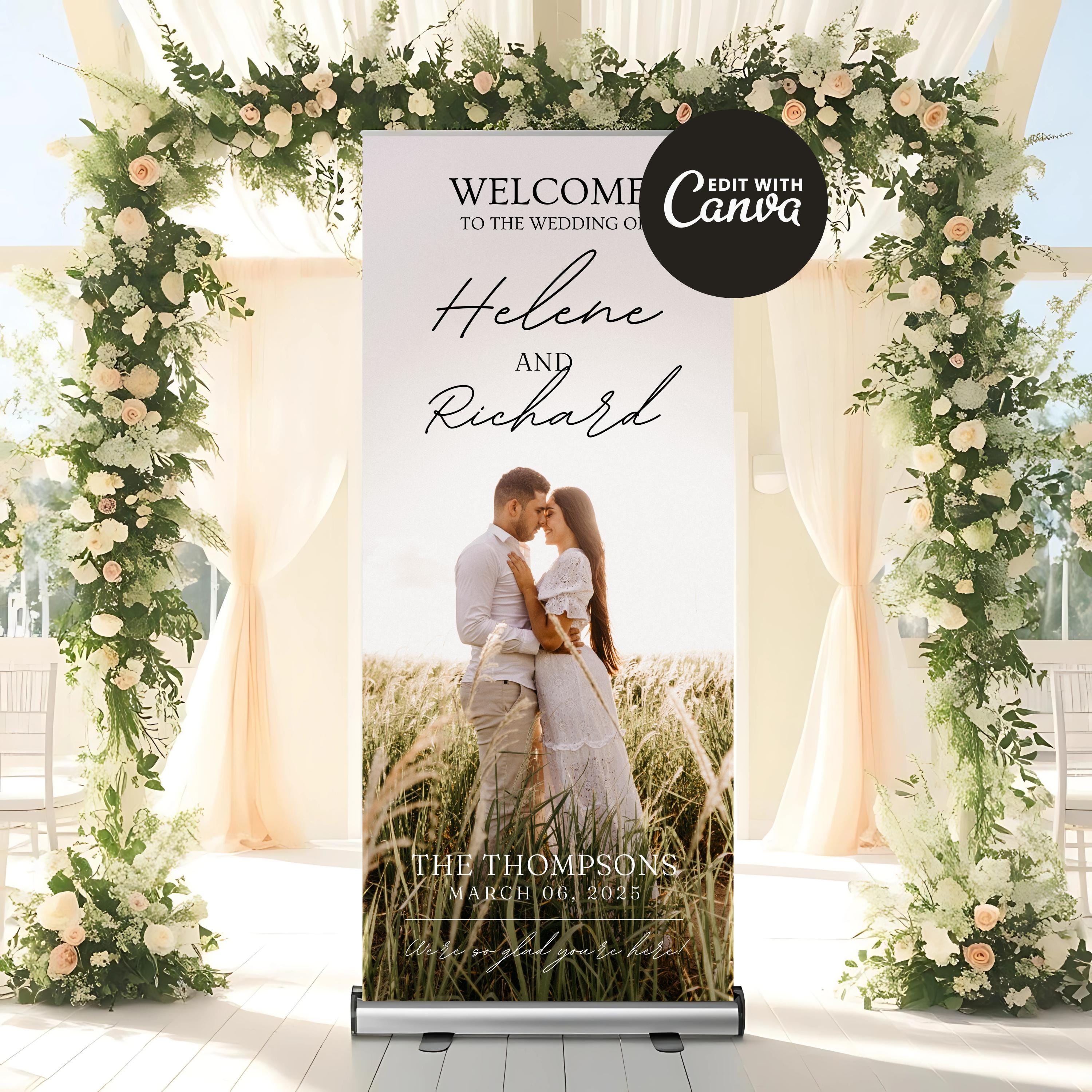 Wedding Retractable Banner, Welcome Romantic Style, Roll up Banner ...