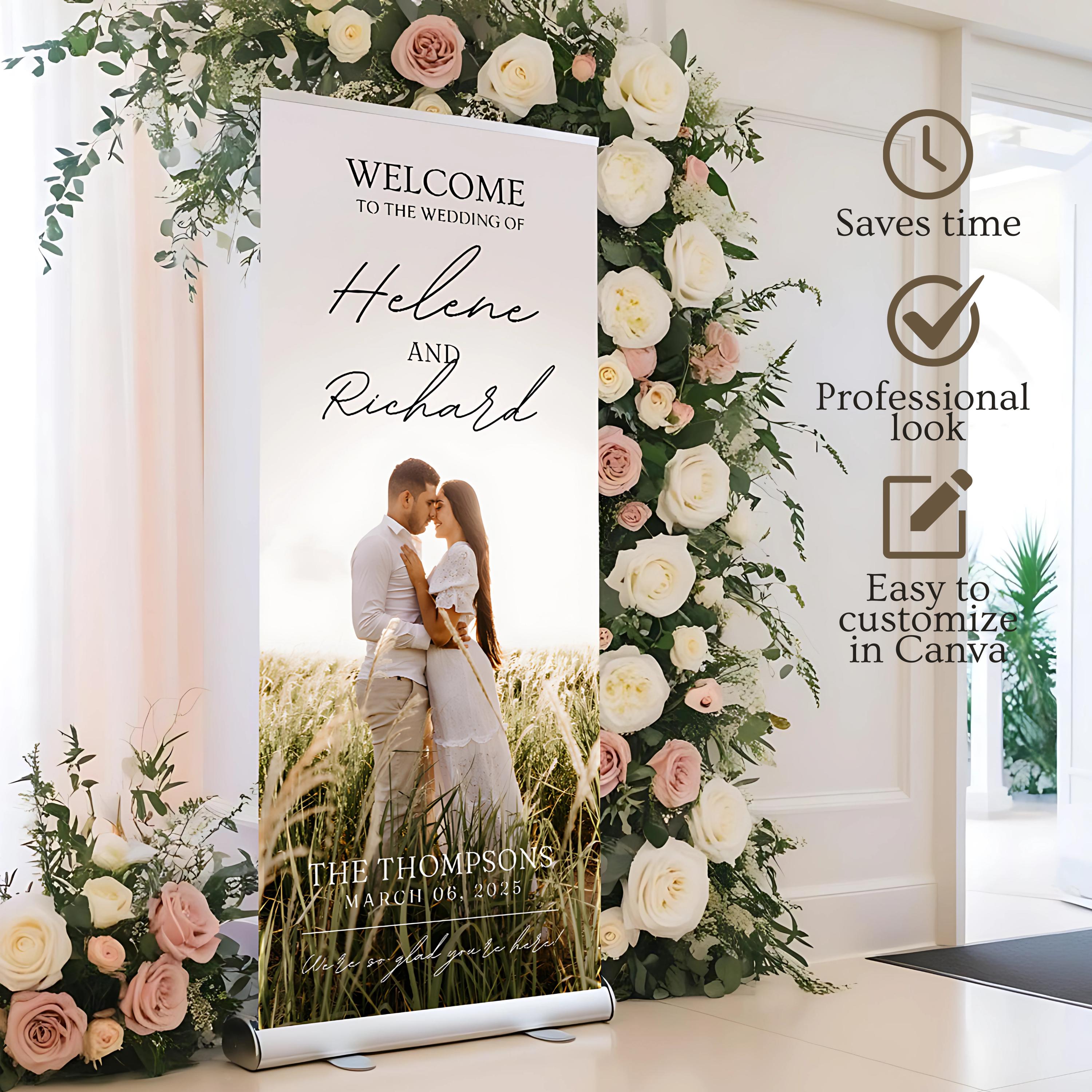 Wedding Retractable Banner, Welcome Romantic Style, Roll up Banner ...
