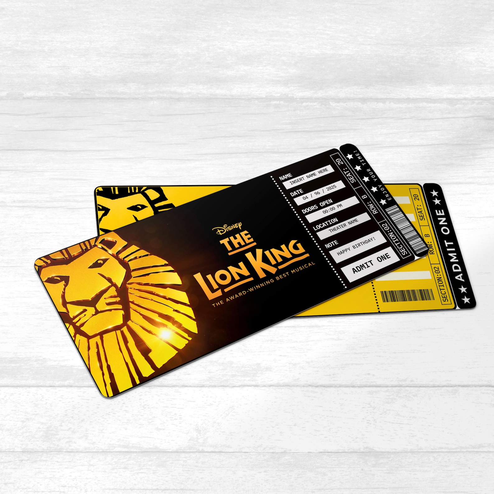 Printable Lion King Broadway Surprise Ticket, Lion King Musical ...