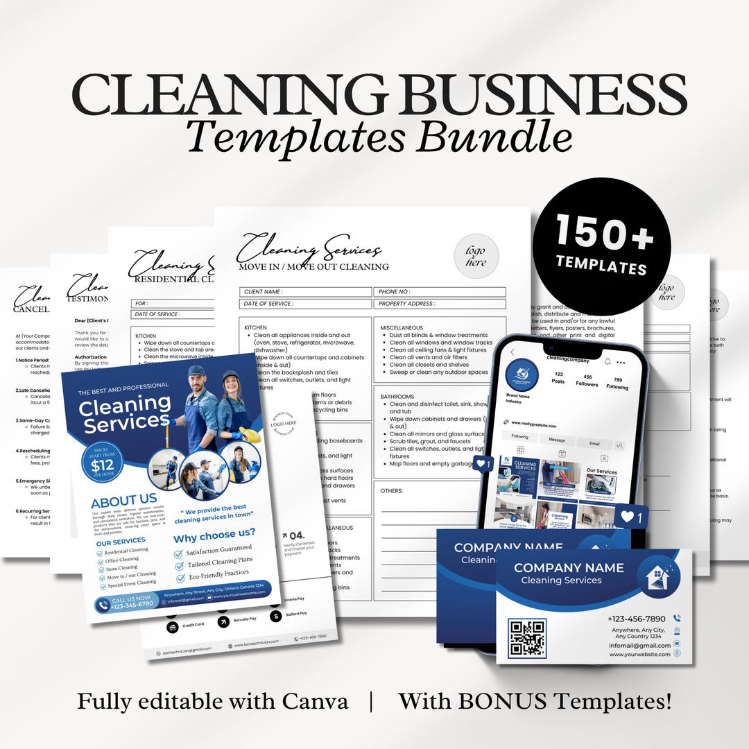 Cleaning Business Forms, Editable Cleaning Contract, Cleaning Checklist ...
