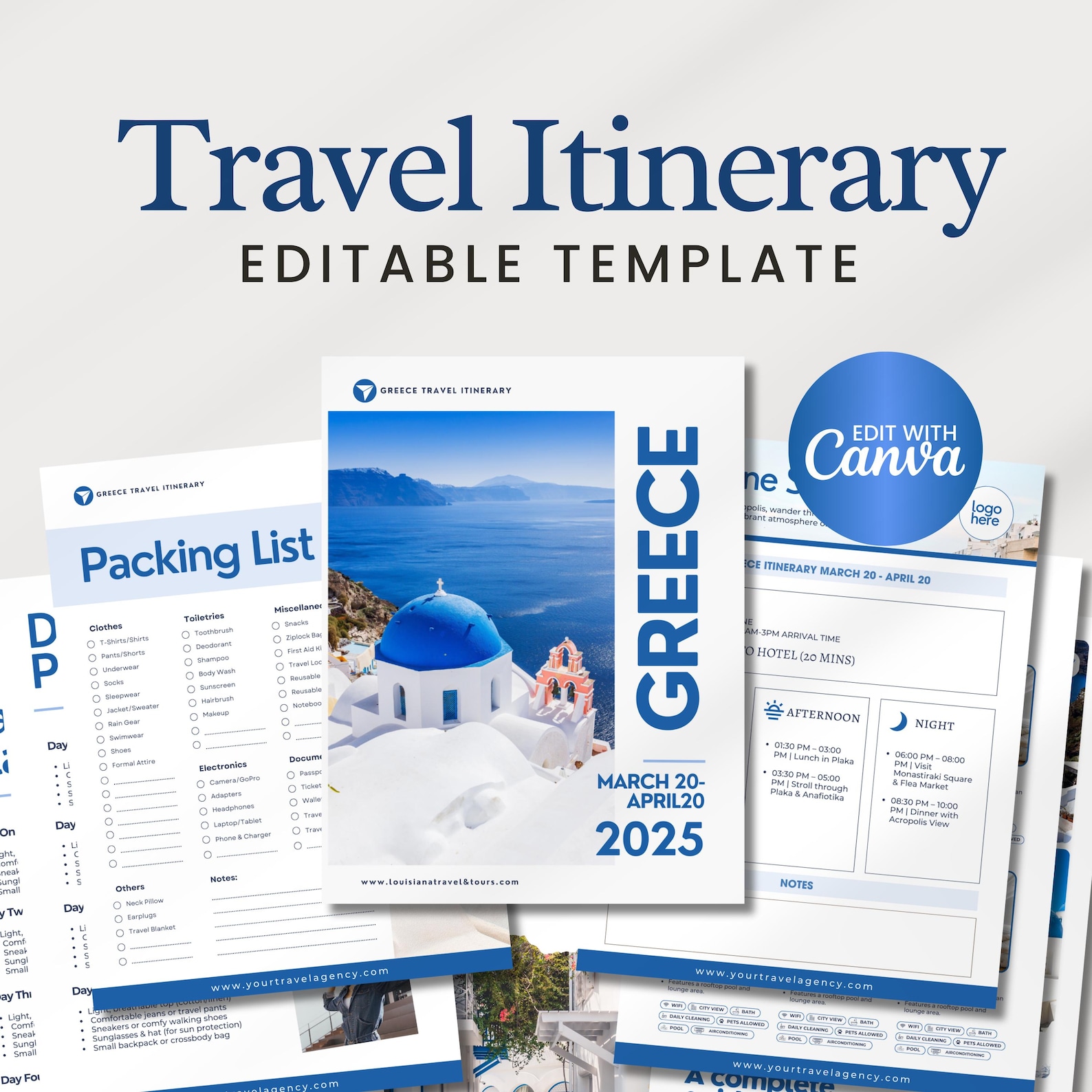Editable Travel Itinerary Template | Trip Itinerary | Printable Travel ...