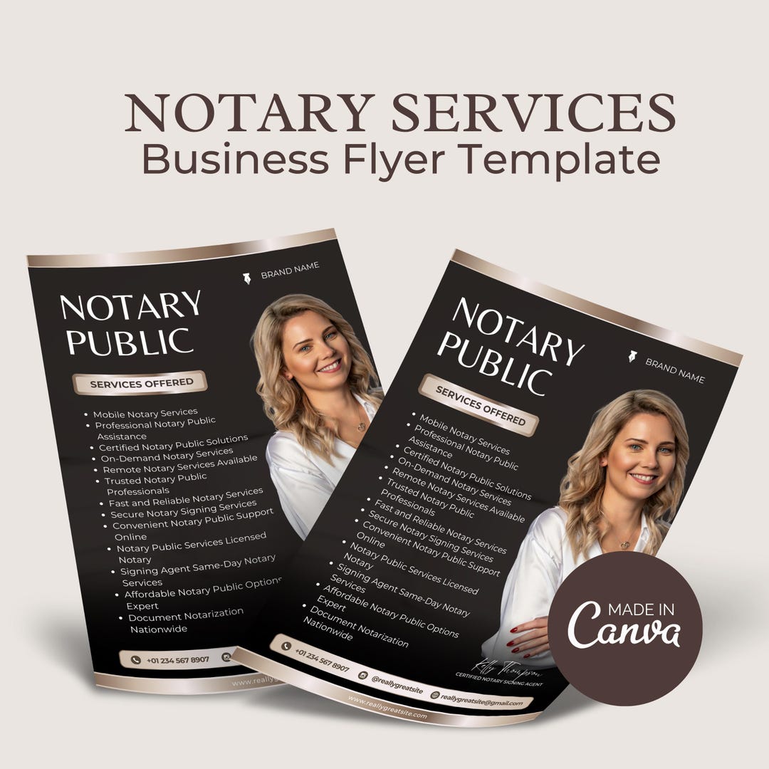 Notary Services Flyer, DIY Flyer Template, Notary Signing Agents ...