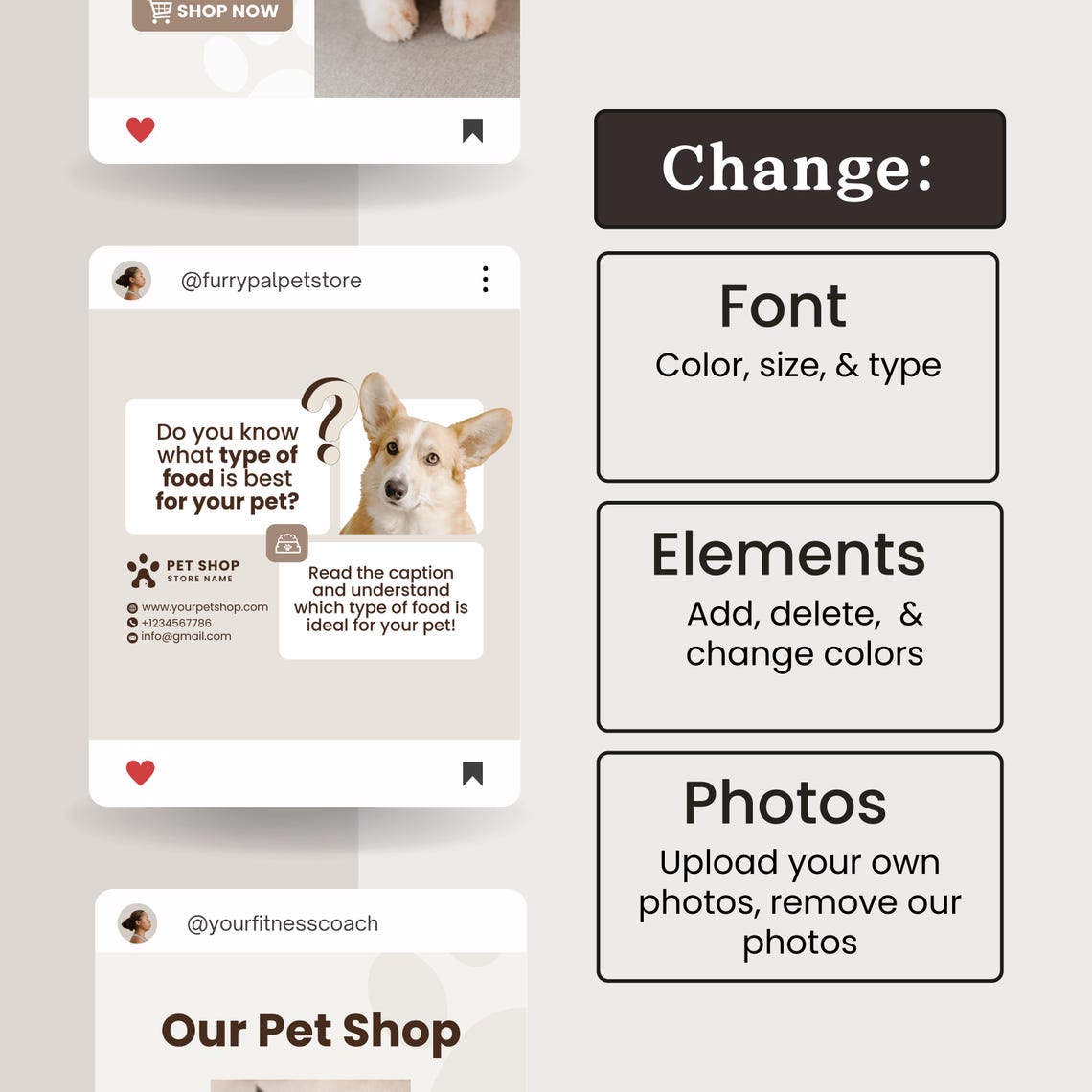 Pets Instagram Post Template | Pet Instagram Story Template | Social ...