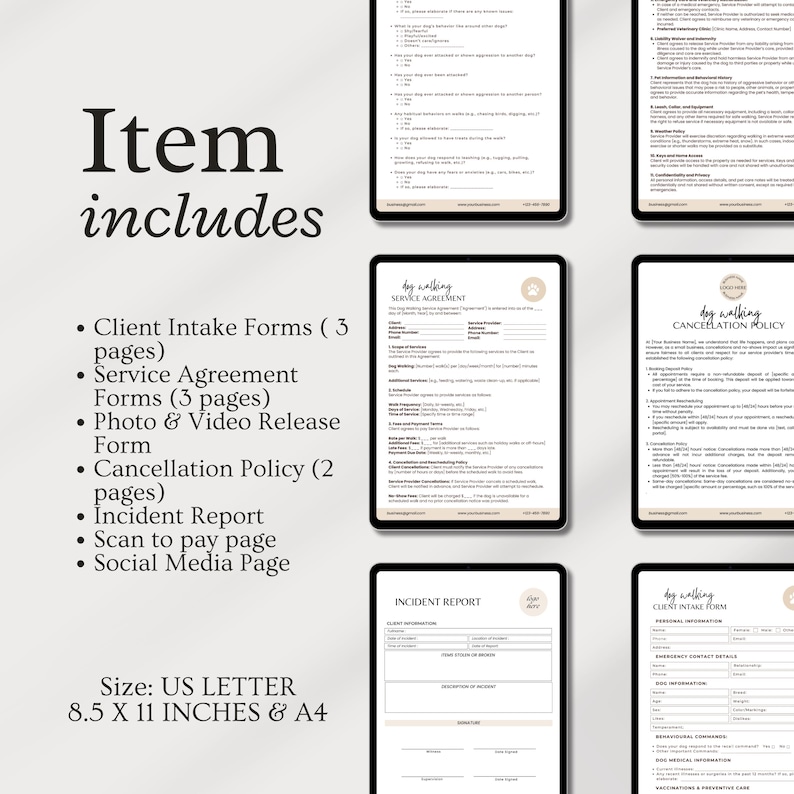 Dog Walking Service Agreement/contract Template, Editable Pet Sitting ...
