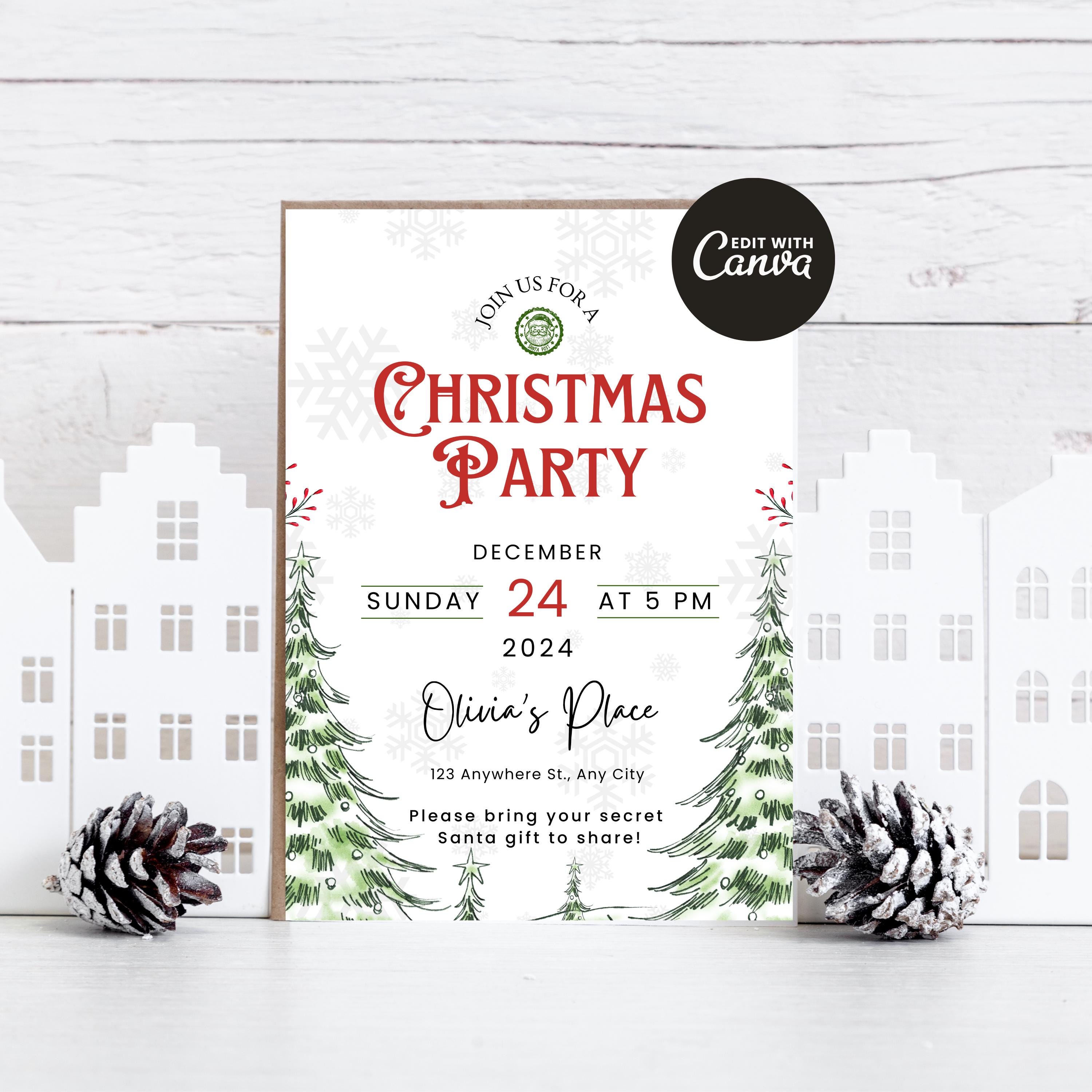 Editable Christmas Party Invitation Template, Annual Holiday Party ...
