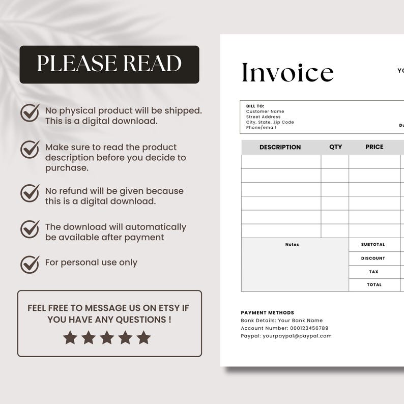 Small Business Invoice Editable, Minimalist Invoice Template Word ...