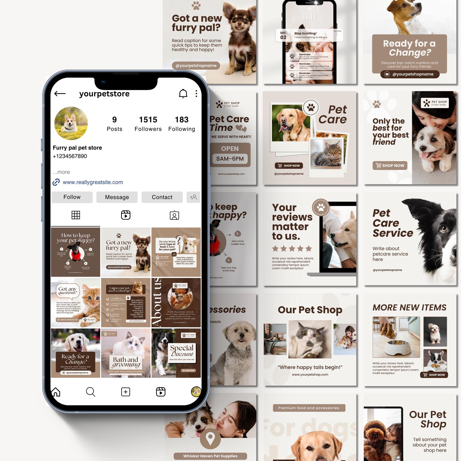 Pets Instagram Post Template | Pet Instagram Story Template | Social ...
