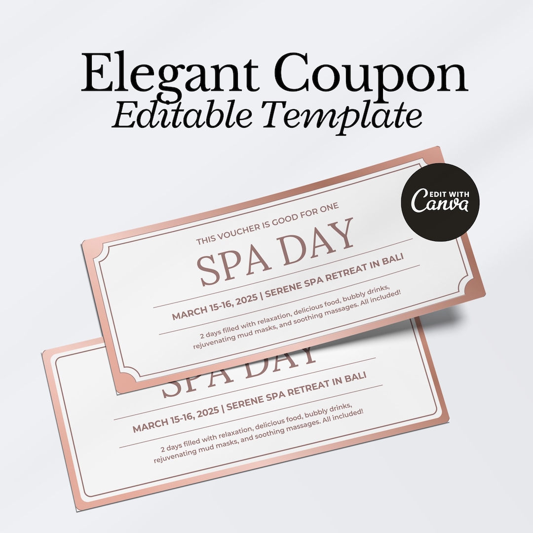 Elegant Coupon Template, Editable Voucher, Printable Surprise Gift ...