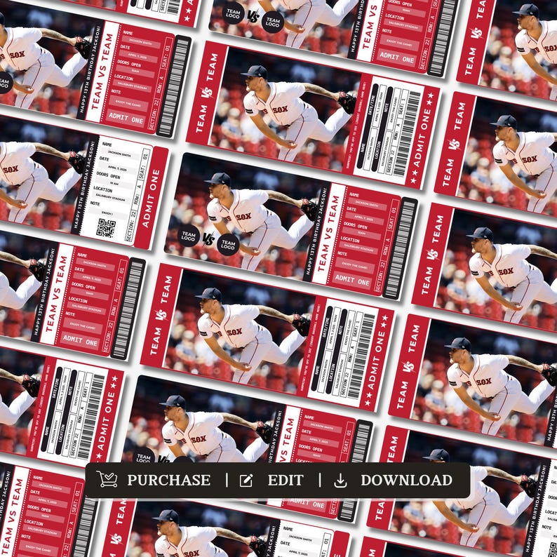 Editable Baseball Ticket Template, Custom Fake Baseball Ticket Template ...