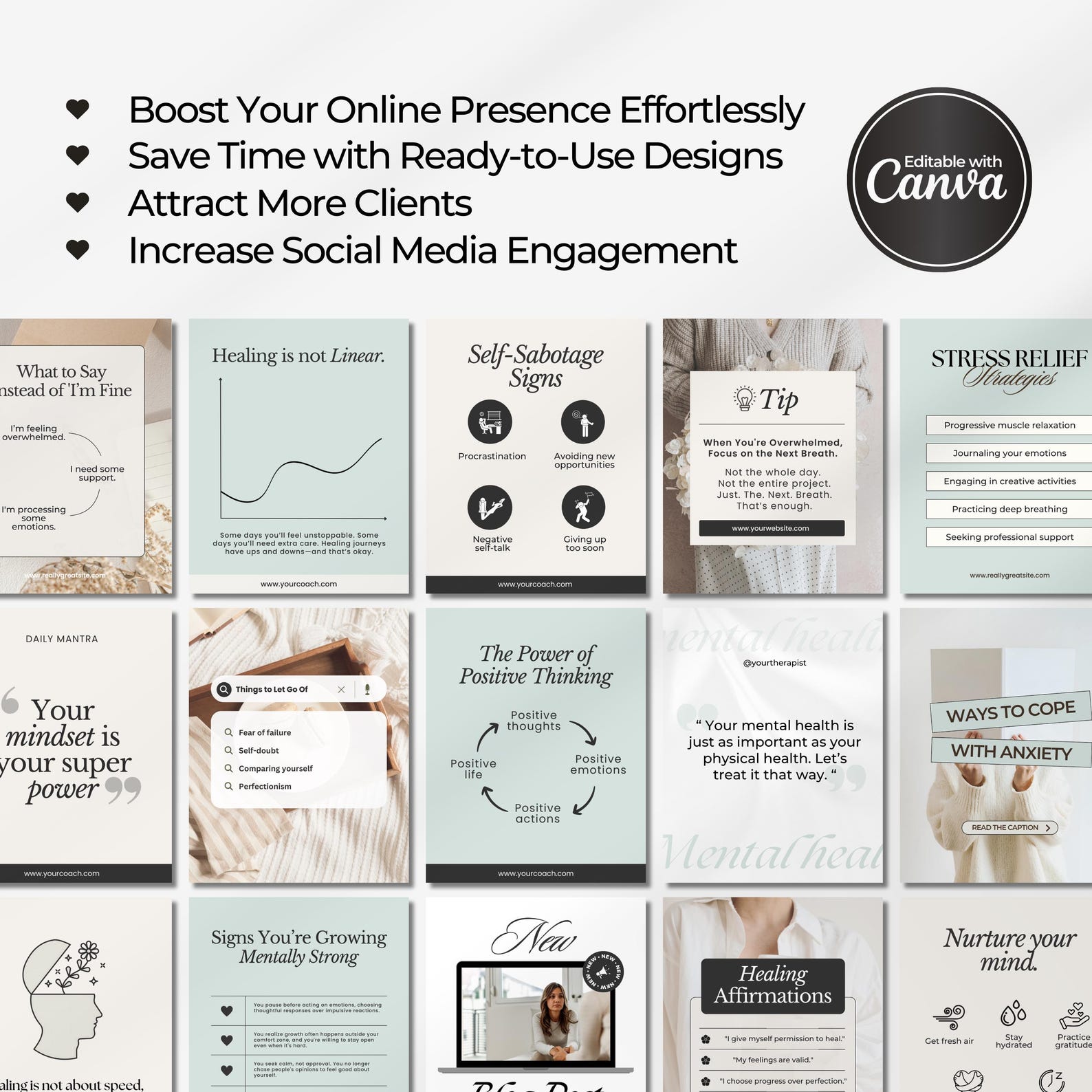 Therapist Instagram Templates, Psychologist Social Media, Mental Health ...