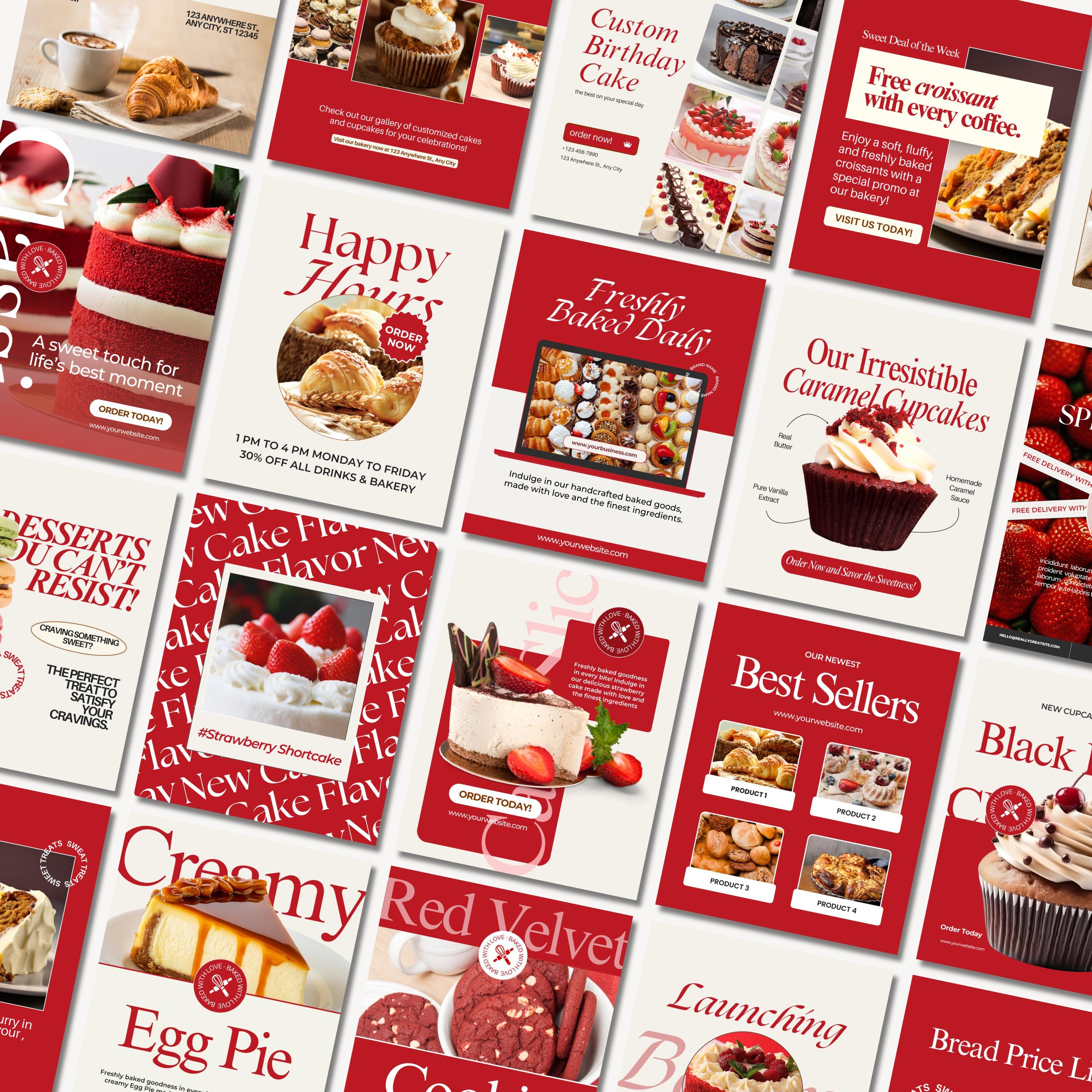 Bakery Instagram Templates, Cafe Instagram Template, Cake Shop, Bakery ...