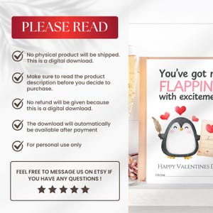 Editable/printable Penguin Valentine's Day Cards, Valentine's Gift Tags ...