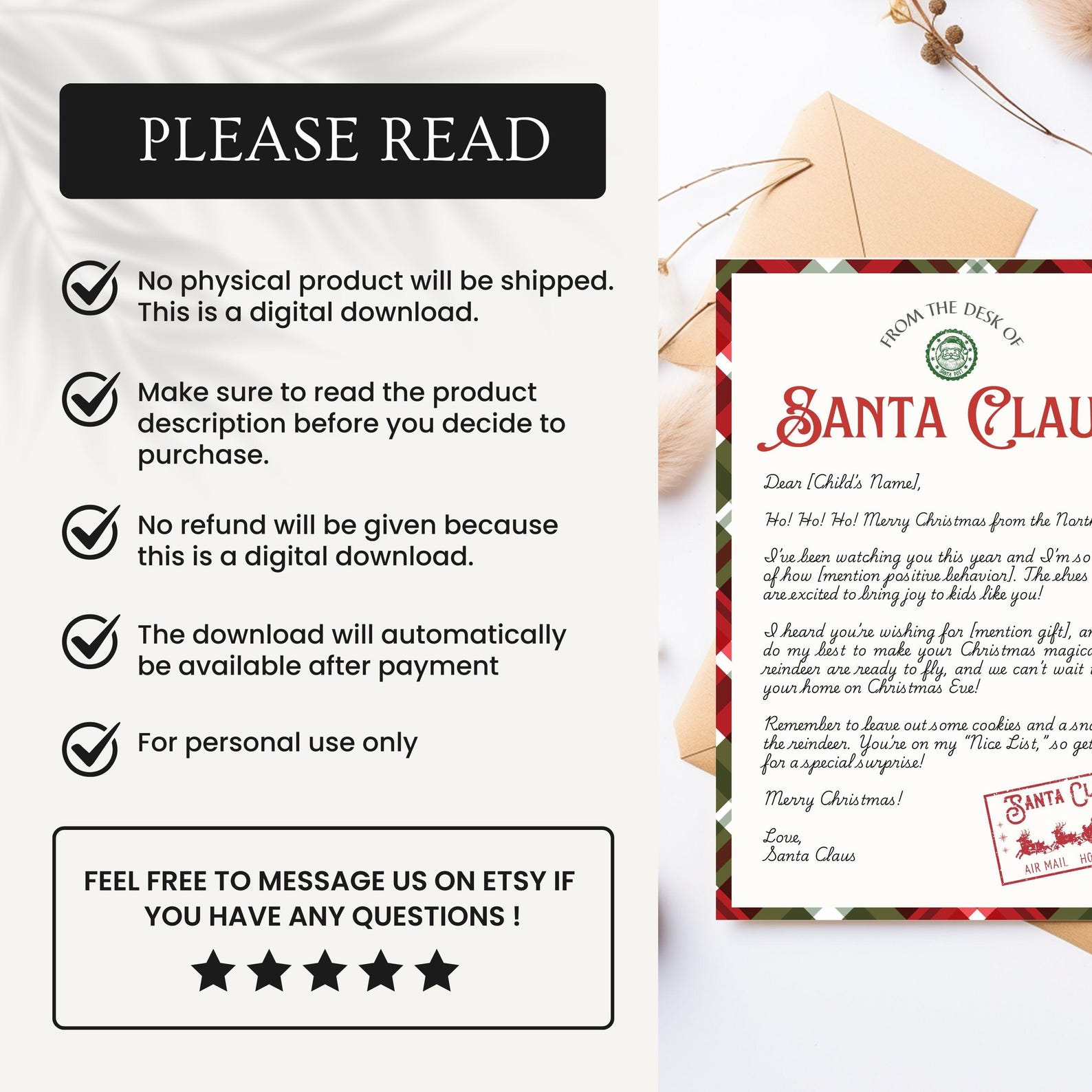 Editable Personalized Christmas Letter From Santa, Easy Edit Santa ...