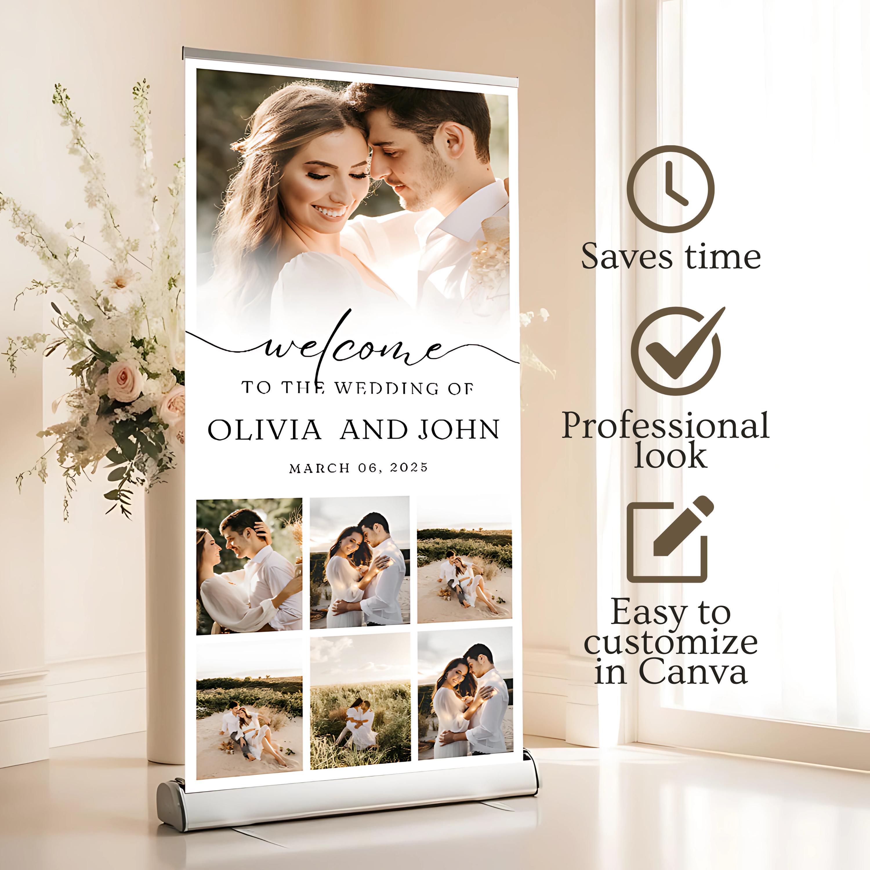 Wedding Retractable Banner, Welcome Romantic Style, Roll up Banner ...