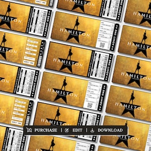 Printable Hamilton Broadway Surprise Ticket, Hamilton the Musical ...