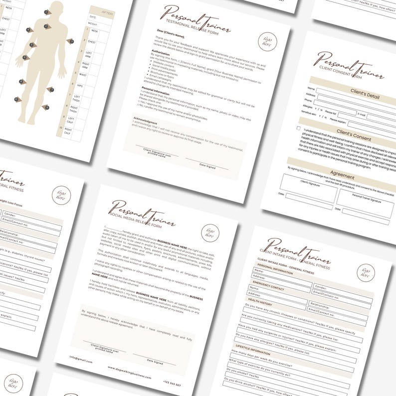 Printable Personal Trainer Intake Forms & Assessment Forms for Personal Training - PDF for New ...