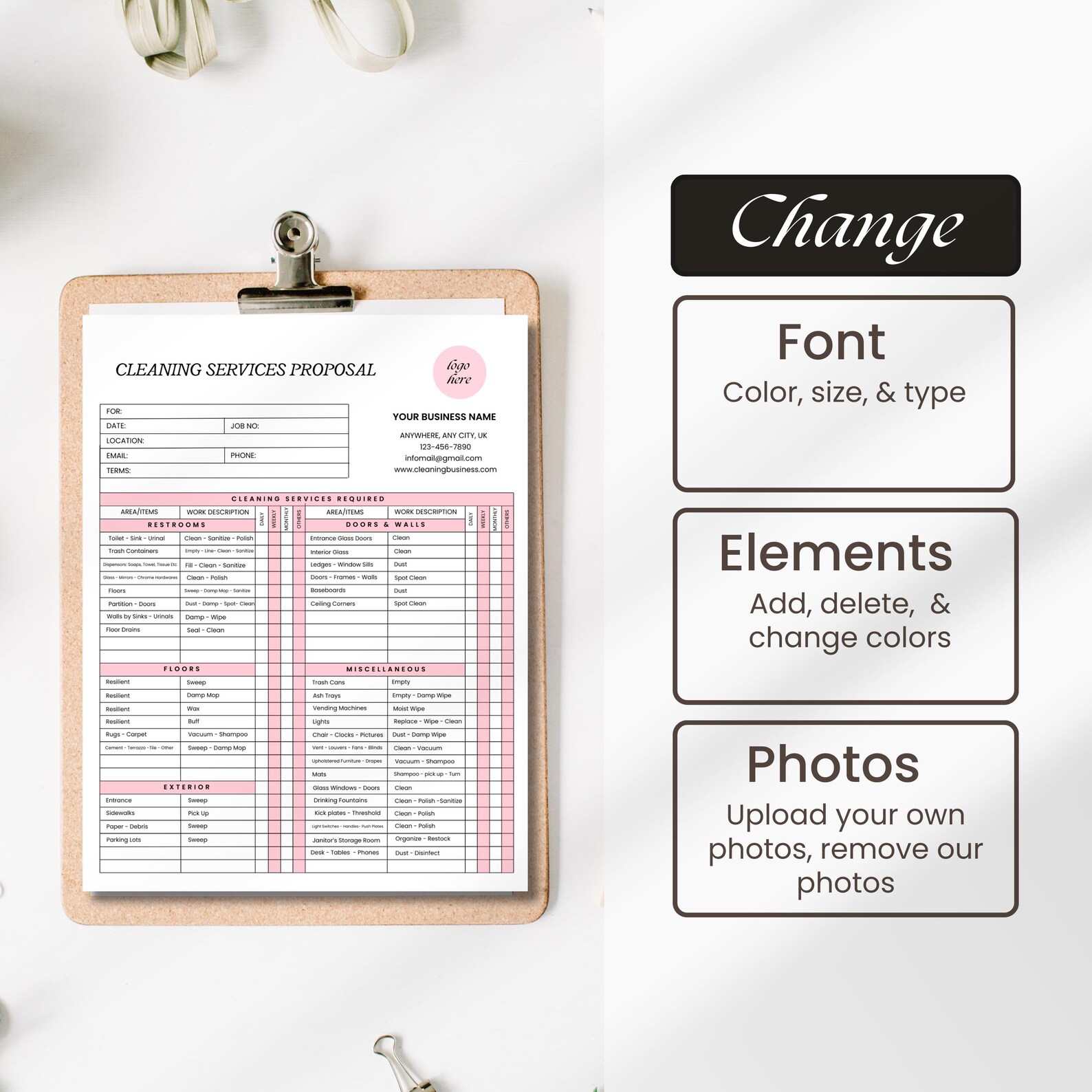 Cleaning Business Forms, Editable Cleaning Contract, Cleaning Checklist ...