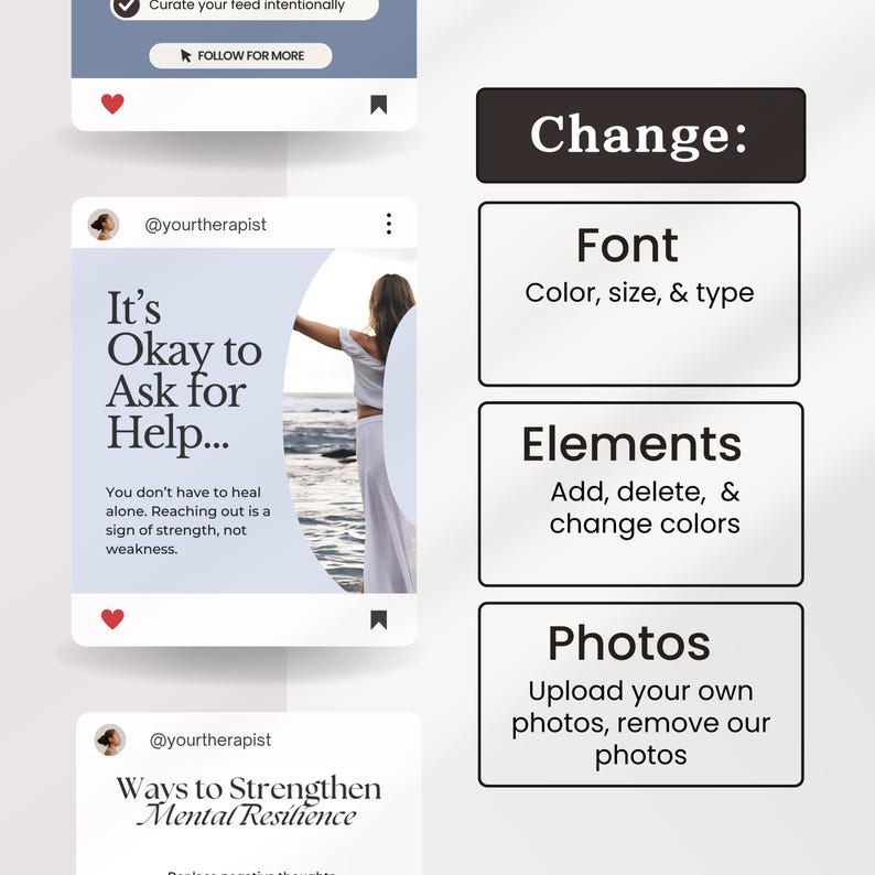 Therapist Instagram Posts, Mental Health Templates, Psychologist Social ...