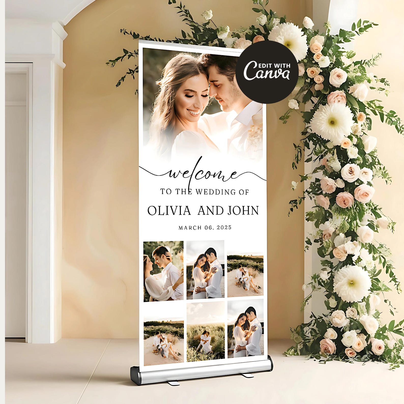 Wedding Retractable Banner, Welcome Romantic Style, Roll up Banner ...