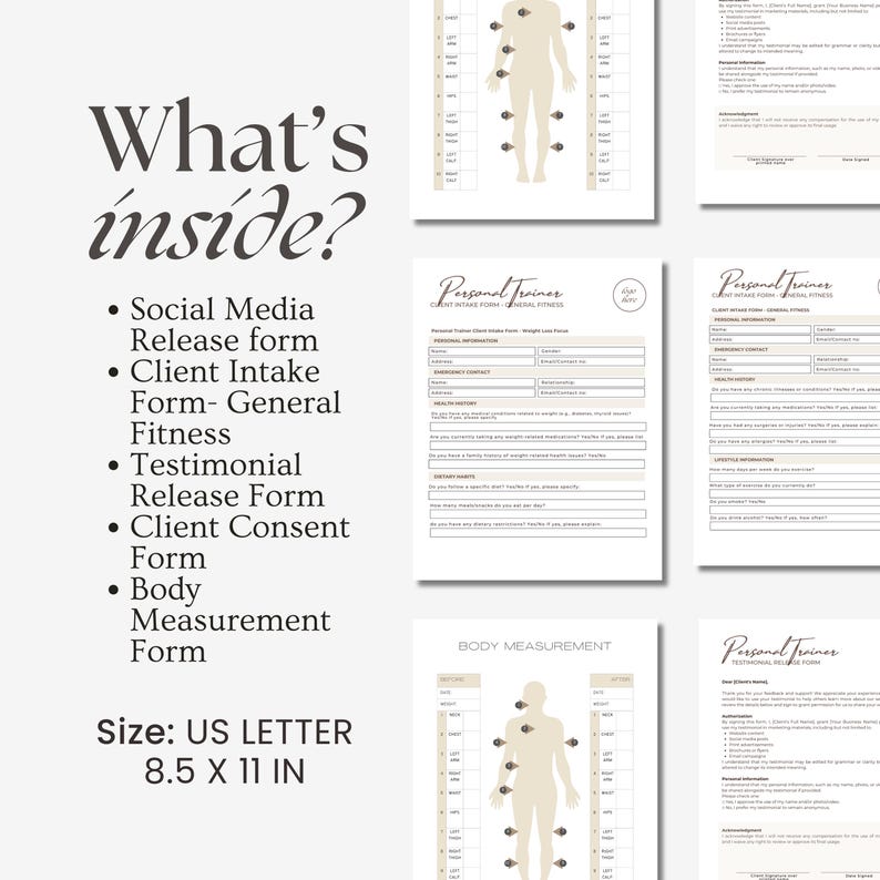 Printable Personal Trainer Intake Forms & Assessment Forms for Personal Training - PDF for New ...