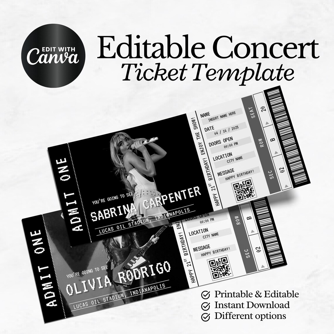 Editable Concert Ticket Template, DIY Event Ticket, Surprise Gift ...