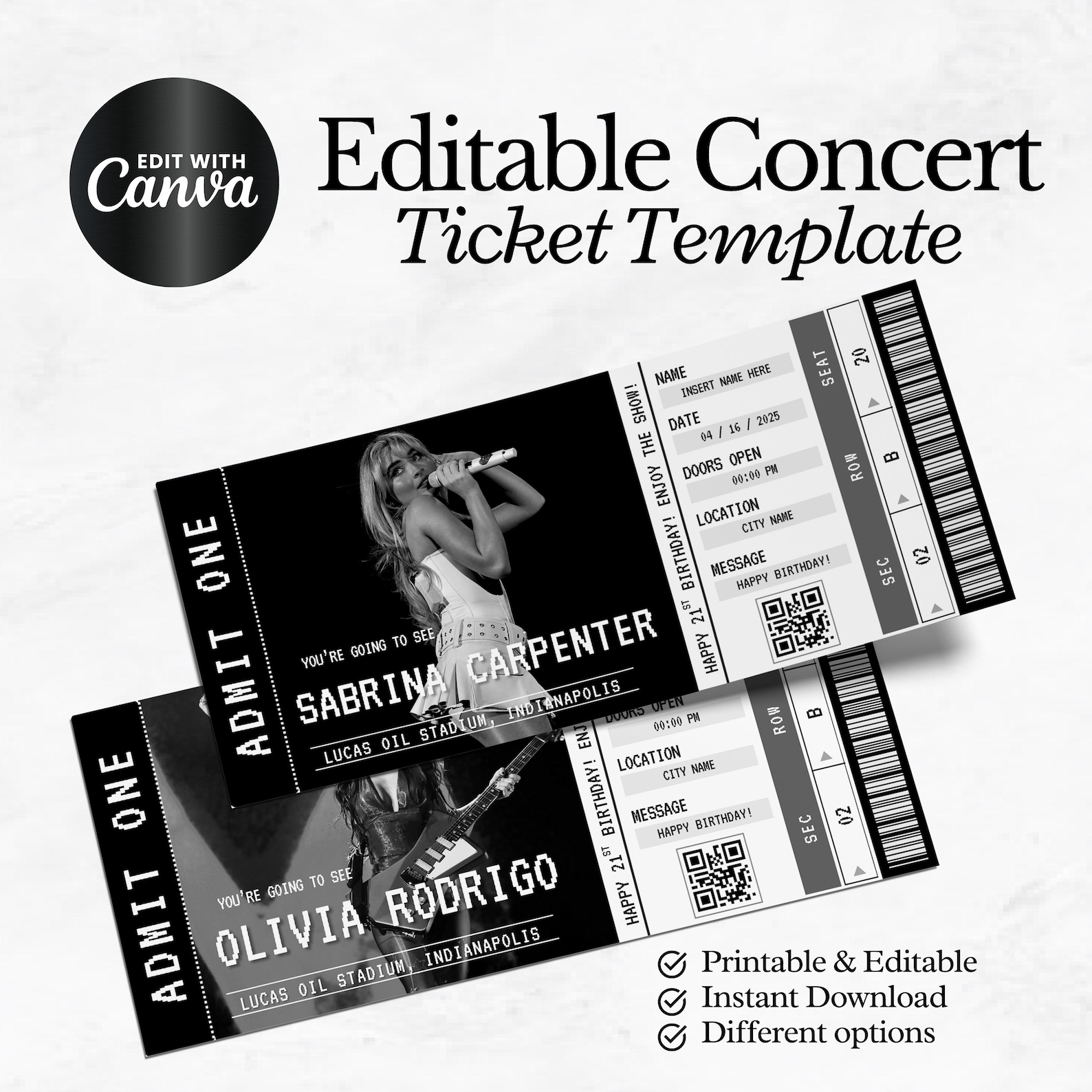 Editable Concert Ticket Template, DIY Event Ticket, Surprise Gift ...