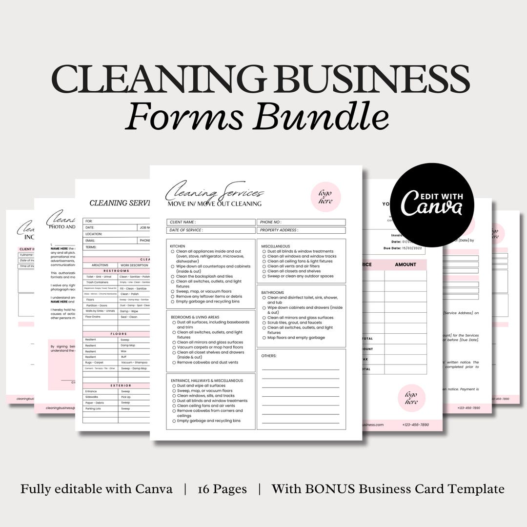 Cleaning Business Forms Bundle, Editable Cleaning Contract, Cleaning ...