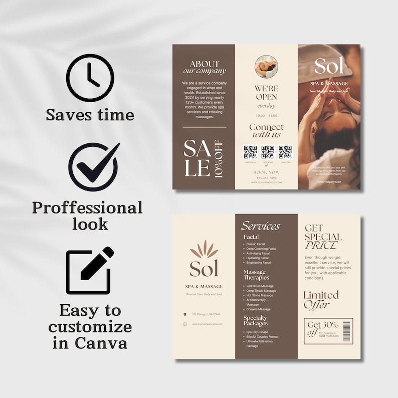 Trifold Brochure Template | Minimalist Esthetician Template Brochure ...