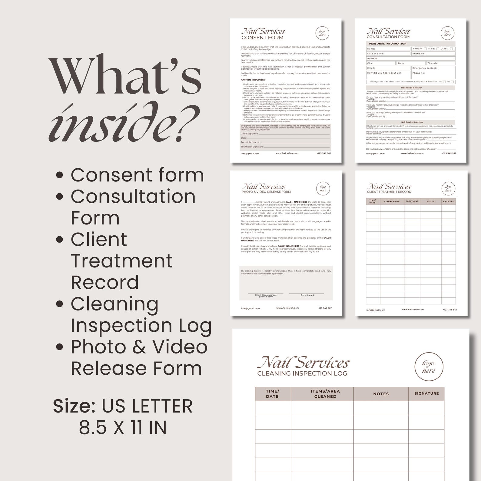 Manicure and Pedicure Forms Bundle, Nail Tech Forms, Esthetician Forms ...