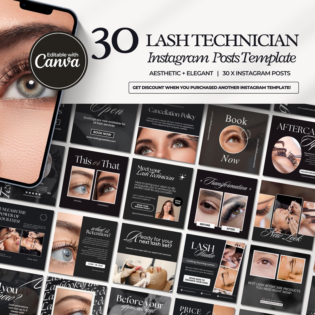 Lash Tech Artist Instagram Template | Lash Stylist Post Templates ...