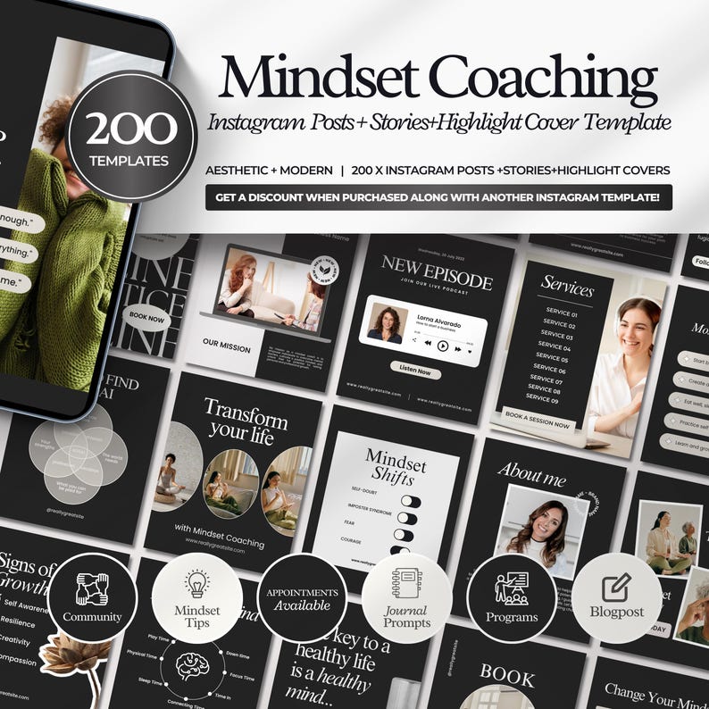 Mindset Coach Instagram Templates | Life Coach Templates | Mindset ...