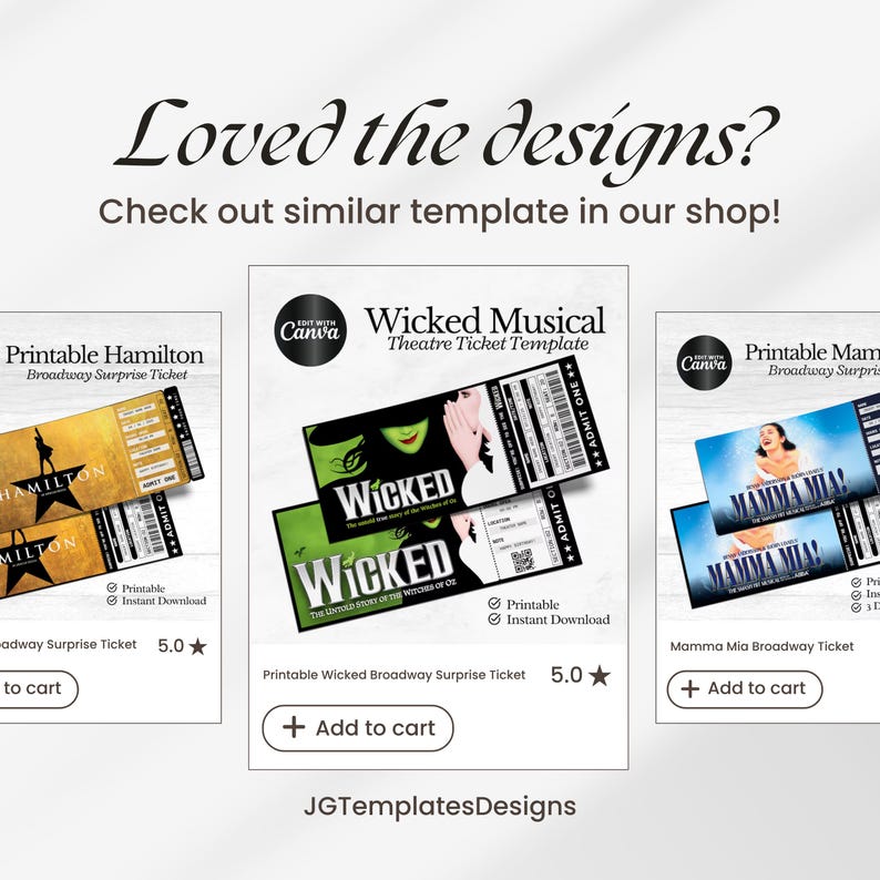 Printable MJ the Musical Theatre Ticket | Personalized Gift Reveal | Editable West End ...